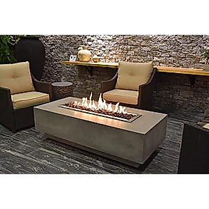Elementi Granville Outdoor Fire Pit Natural Gas Table 60 Inches Rectangle Firepit Table Concrete Electronic Ignition | Cover & Lava Rock Included | Free Ethanol Tabletop