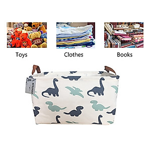 Rectangle Storage Baskets Canvas Fabric Organizer Bin for Kids Toys, Books, Clothes, Pets & Gifts - Perfect for Home/Office/Nursery/Shelves(Dinosaur)