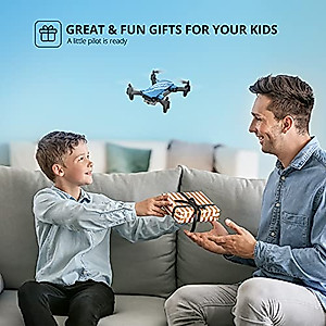 DEERC D20 Mini Drone with Camera for Kids, Remote Control Toys Gifts for Boys Girls with Voice Control, Gestures Selfie, Altitude Hold, Gravity Control, One Key Start, 3D Flips 2 Batteries, Blue