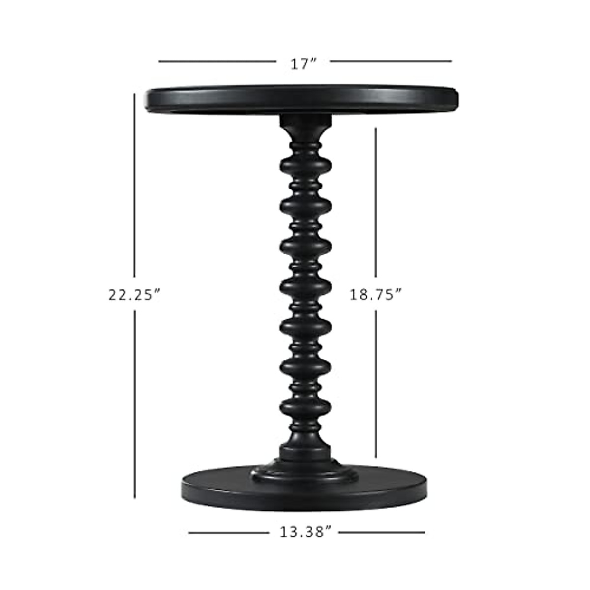 Powell Furniture Round Spindle Table, Black 17 x 22.25 x 17