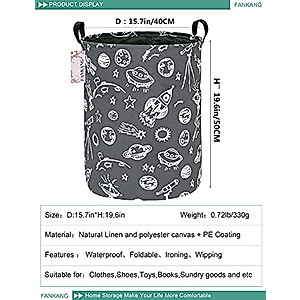 FANKANG Storage Basket, Nursery Hamper Canvas Laundry Basket Foldable with Waterproof PE Coating Large Storage Baskets for Kids Boys and Girls, Office, Bedroom, Clothes,Toys（Space Planet）