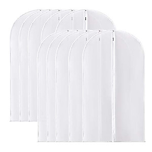 OSPUORT 10 Pack Hanging Garment Bags Suit Bag for Storage with Durable Zipper, Washable Lightweight Garment Covers for Closet Storage