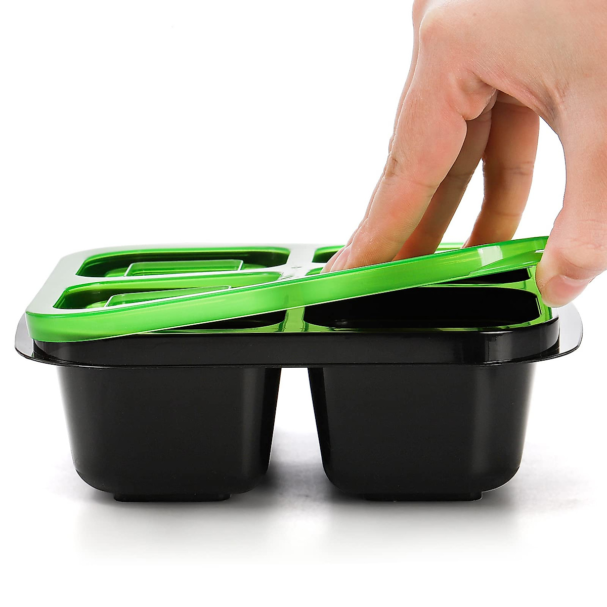 AVLA 15 Pack Snack Bento Box, Reusable Food Storage Container, 4-Compartment To Go Lunch Box, Meal Prep Container with Lid, Stackable Divided Lunchable Container for School, Work and Travel