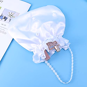 Satin Bridesmaid Handbag Money Bag Bridal Dolly Bag Wedding Party Handbag Bridesmaid Flower Decorated Dolly Bag Bridal Purse for Wedding Bridal Dolly Bag Favor Bridesmaid Dolly Bag