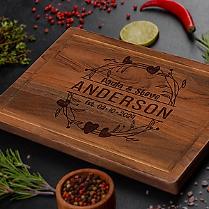 Personalized Handmade Cutting Board, Custom Couple Gift, Wedding, Anniversary, Housewarming Gifts for Couple, Cool Unique Gifts, Charcuterie Board for Bride, Couple, Parent, Friends, Wedding Registry