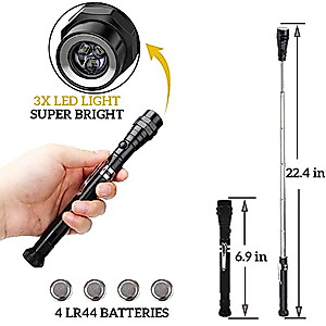 Magnetic Pickup Tool Gifts for Men, Telescoping Magnet Stick with 3 LED Flashlights, Stocking Stuffers Perfect Mechanic Pick up Tools Gifts for Dad, Husband or Women, Birthday Gifts for Him