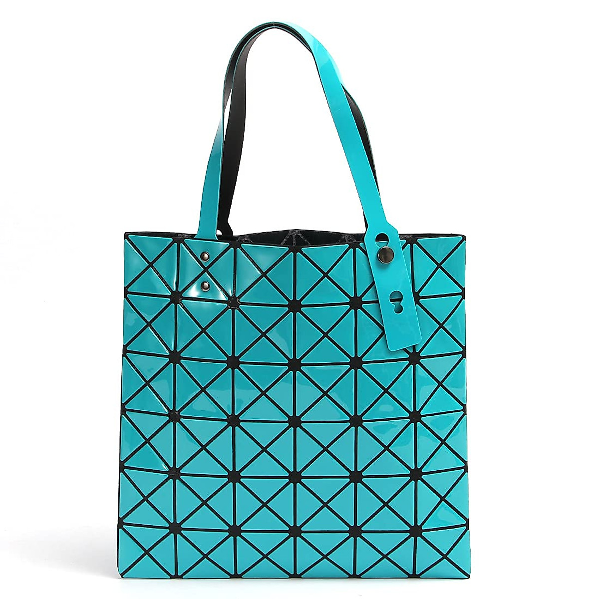 HJKHNK New Ladies Bag, Hand Bag, Rhombic Luminous Geometric PVC Handbag,for Women,Seven Colors,Blue