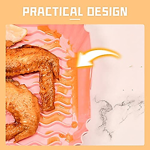 2 Pcs Air Fryer Square Silicone Liners, 8 inch for 4 to 7QT Reusable Silicone Pot for Air Fryer Basket Easy Clean or Oven Microwave Air Fryer Accessories Basket (Grey+Pink)