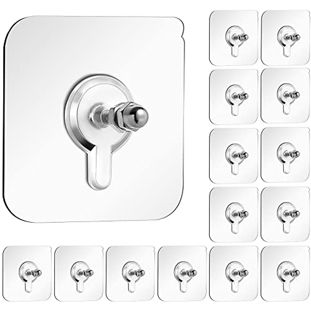 YGAOHF Wall Hangers Without Nails, 15 Pack Sticky Wall Hooks for Hanging, Adhesive Nails for Wall, Waterproof, Oilproof, Rustproof for Kitchen, Bathroom, Home, Office(16mm)