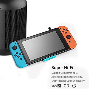Bluetooth Adapter for Nintendo Switch Accessories USB-C Connector Wireless Audio Transmitter with aptX LL, Support in-Game Voice Chat,Connect AirPods Headphones - Turquoise