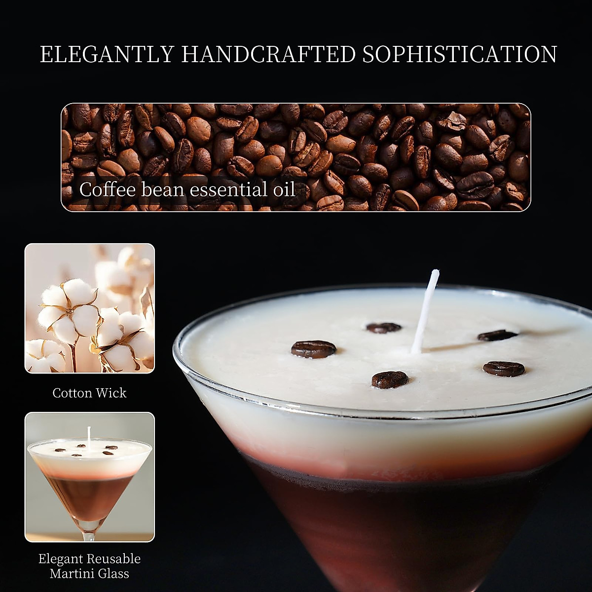 Espresso Martini Candle,Strong Coffee Scented Candle,Made from Natural Soy Wax,Anniversary Birthday Valentine's Day Christmas Housewarming Gifts for Family Friends or Bar Decor,7oz/200ml