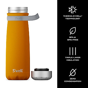 S'well Stainless Steel Traveler With Handle, 24oz, Golden Hour, Triple Layered Vacuum Insulated Containers Keeps Drinks Cold for 40 Hours and Hot for 16, BPA Free, Easy Carrying On the Go