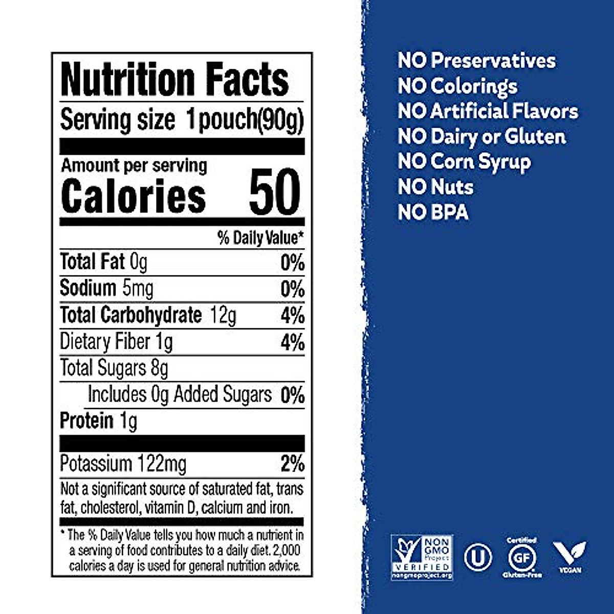 Buddy Fruits & Veggies Snacks To Go Blueberry Sweet Potato Unsweetened Applesauce 3.2oz (18pk) Gluten-Nut-Dairy-Preservative-BPA Free, Non GMO, Kosher