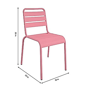 Novogratz Poolside Gossip, June Outdoor/Indoor Stacking Dining Chairs, 2-Pack, Pink