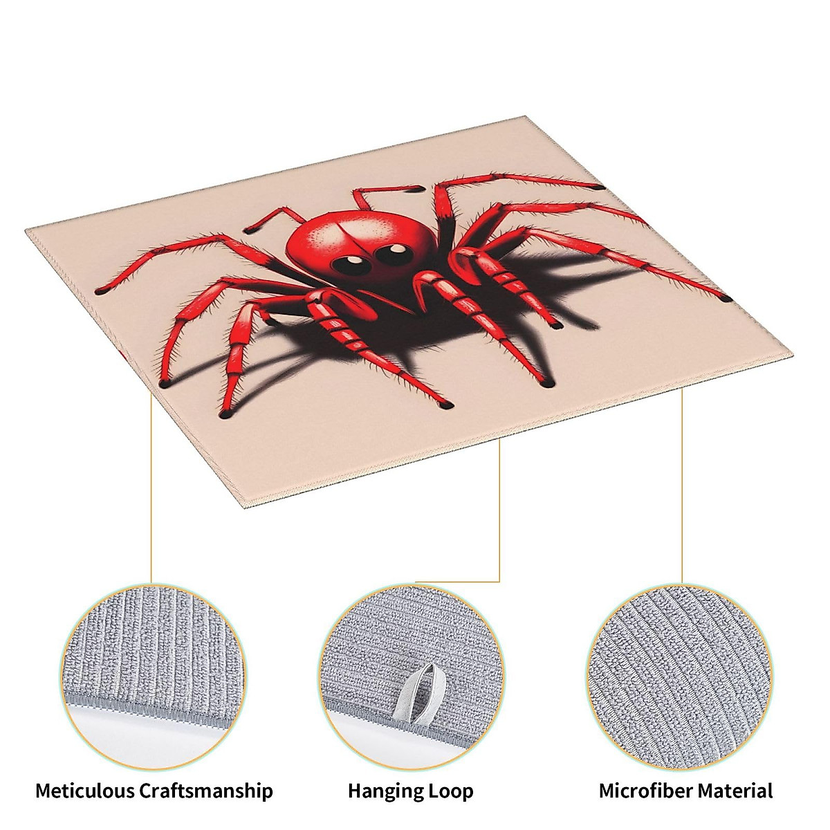 Cute Little Red Spider Washable Kitchen Countertop Drying Mat 16x18in For Halloween Christmas Housewarming Gift Dishes Drainer