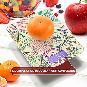 Travel Stamps Visa Food Scale Waterproof Digital Kitchen Scales Weight Ounces and Grams with Easy to Clean for Weight Loss, Baking, Cooking