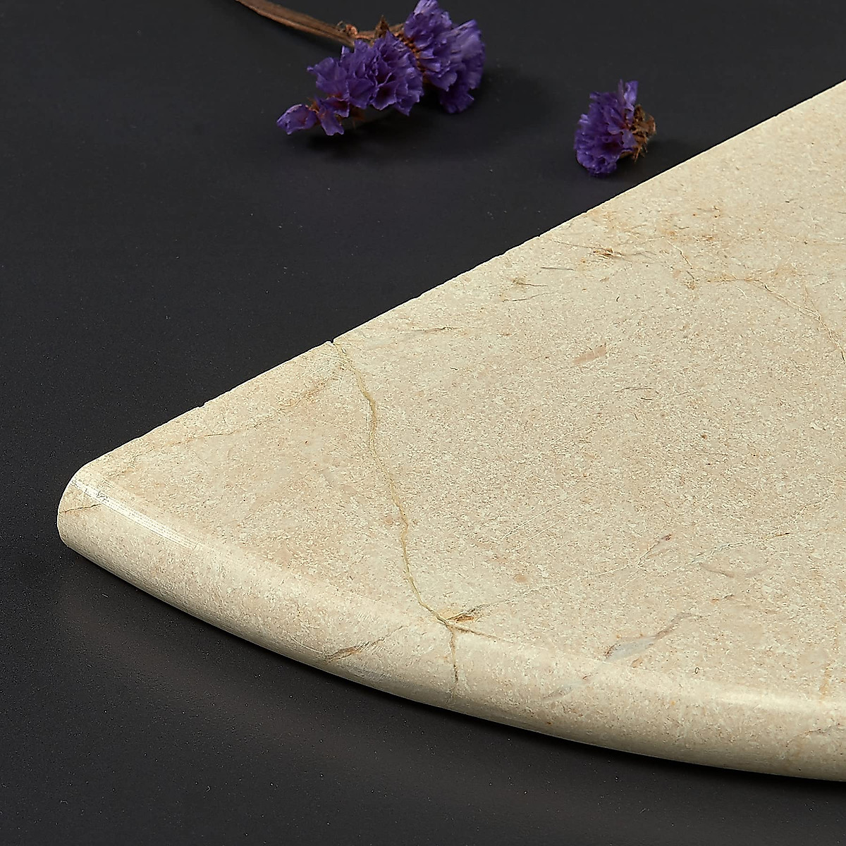 Simple Tile - Genuine Marble Corner Shelf for Bathroom Shower Wall, 9"X9"X5/8", Both Sides Polished (CMMT9SHE - Crema Marfil)