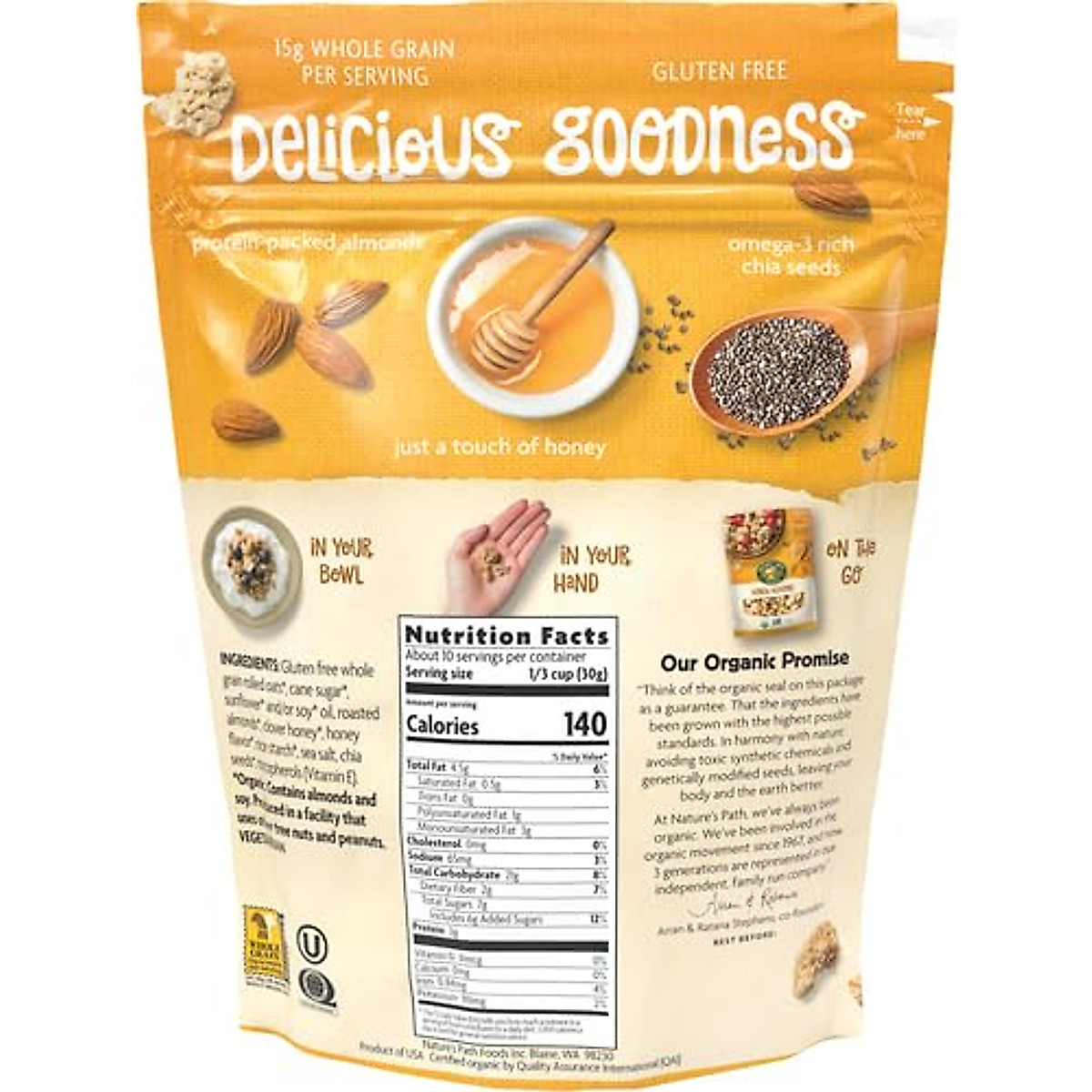 Nature's Path Organic Gluten Free Honey Almond Granola, 11 Ounce