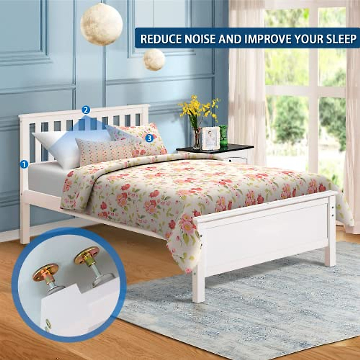 Litoexpe 4 Pcs Adjustable Threaded Bed Frame Anti-Shake Tool, Black Headboard Stoppers Bedside Anti Shake Tool for Beds, Cabinets, Sofa (30-110mm/ 1.18"-4.33")