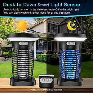 PhatroyYee Solar Bug Zapper Outdoor, 3-in-1 Mosquito Zapper Outdoor Solar Powered, Cordless Electric Bug Zapper Indoor with Night Light, Waterproof Fly Zapper for Patio Backyard Home Kitchen Camping