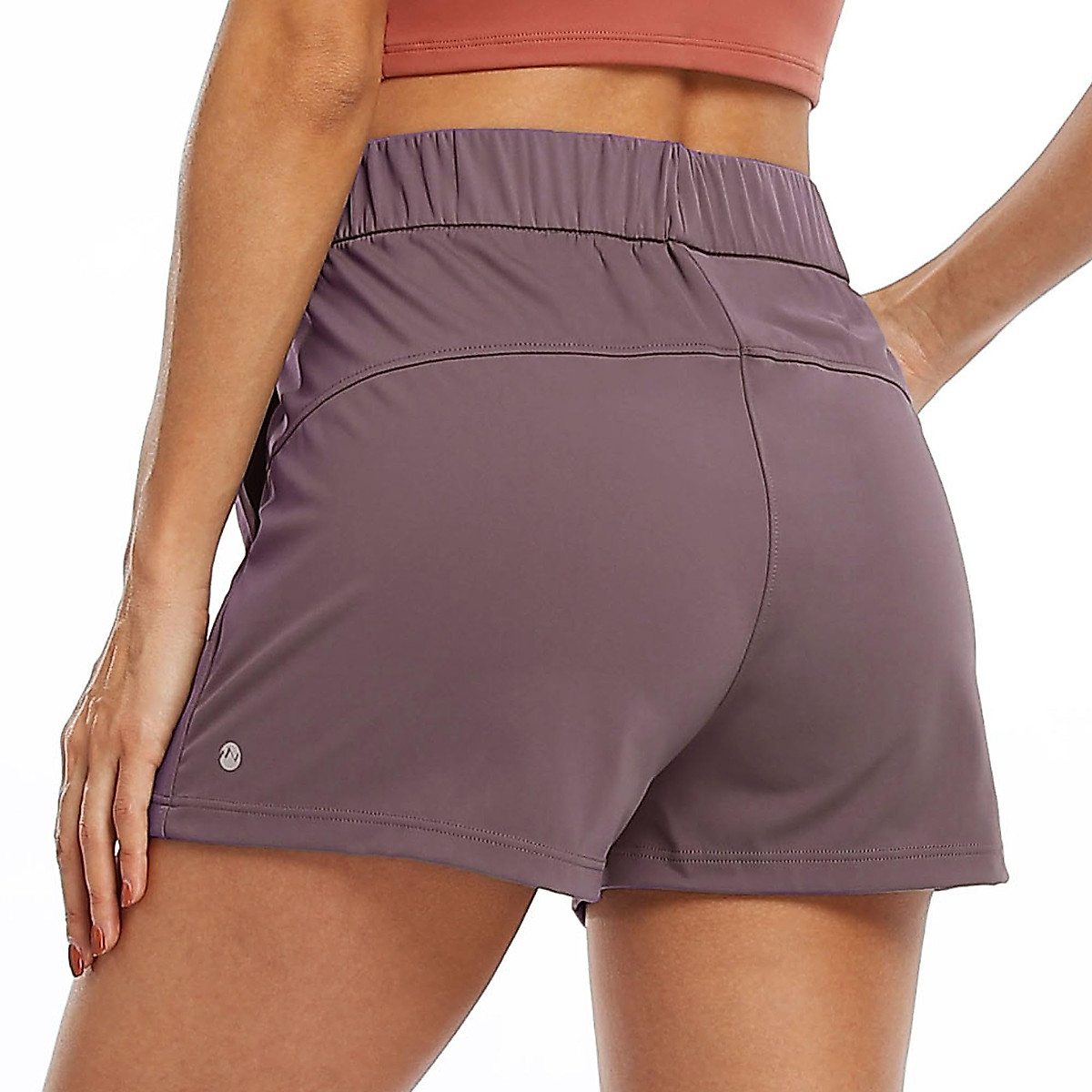 Willit Women's Shorts Hiking Athletic Shorts Yoga Lounge Active Workout Running Shorts Comfy Casual with Pockets Brown L