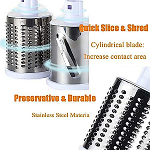 Cheese Grater Rotary Cheese Shredder Vegetable Slicer 3-in-1 Vegetable Shredder Grater Slicer Grinder for Potato Onion Cucumber Carrot Blue