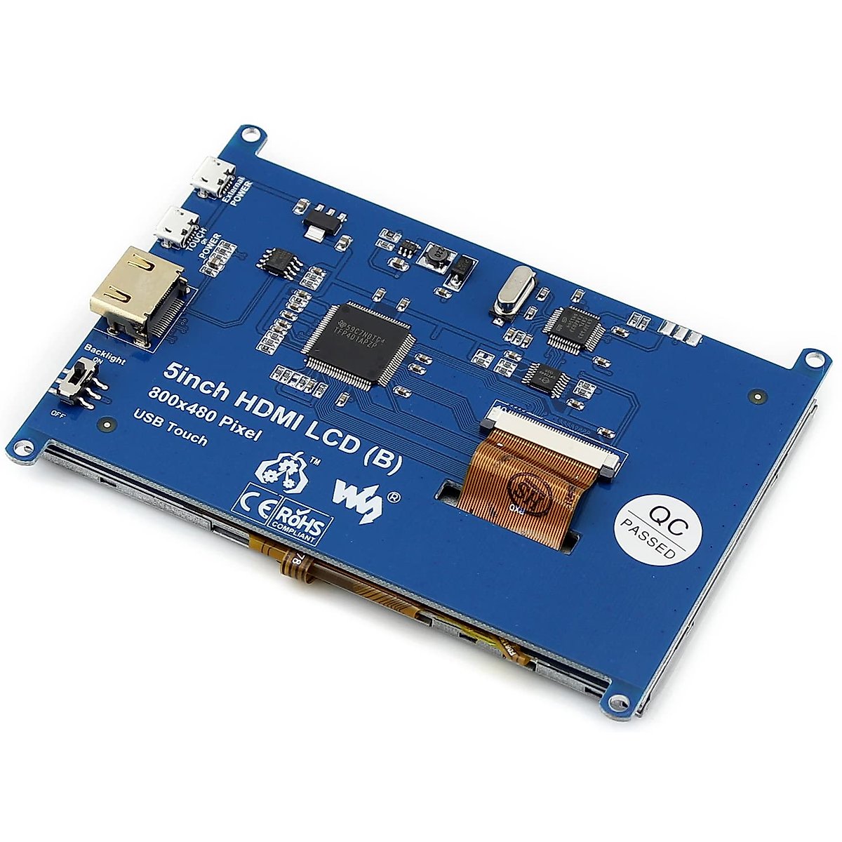waveshare 5inch HDMI LCD (B) 5" 800×480 Resistive Touch Screen LCD TFT Monitor for Raspberry Pi 4B/3B+/3B/2B/A+/Zero/Zero W/WH, PC Windows 10/8.1/8/7, Driver Free