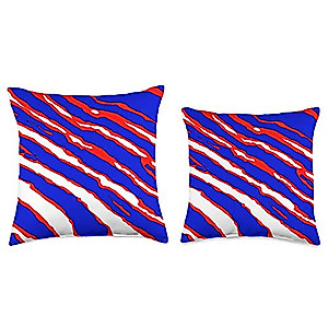 Celebrate Buffalo Buffalo NY City red White Blue Crazy Zebra Stripe 90s Retro Throw Pillow, 16x16, Multicolor