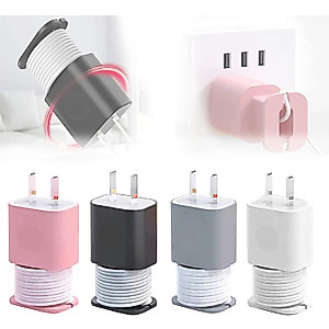 BINGONE 2 in 1 Silicone Charger Protector, 2023 New 20w/18w Data Cable Winder Anti-Break Protection Cable Storage,Suitable for 11/12 Charger Silicone Protective Case (4 pcs)