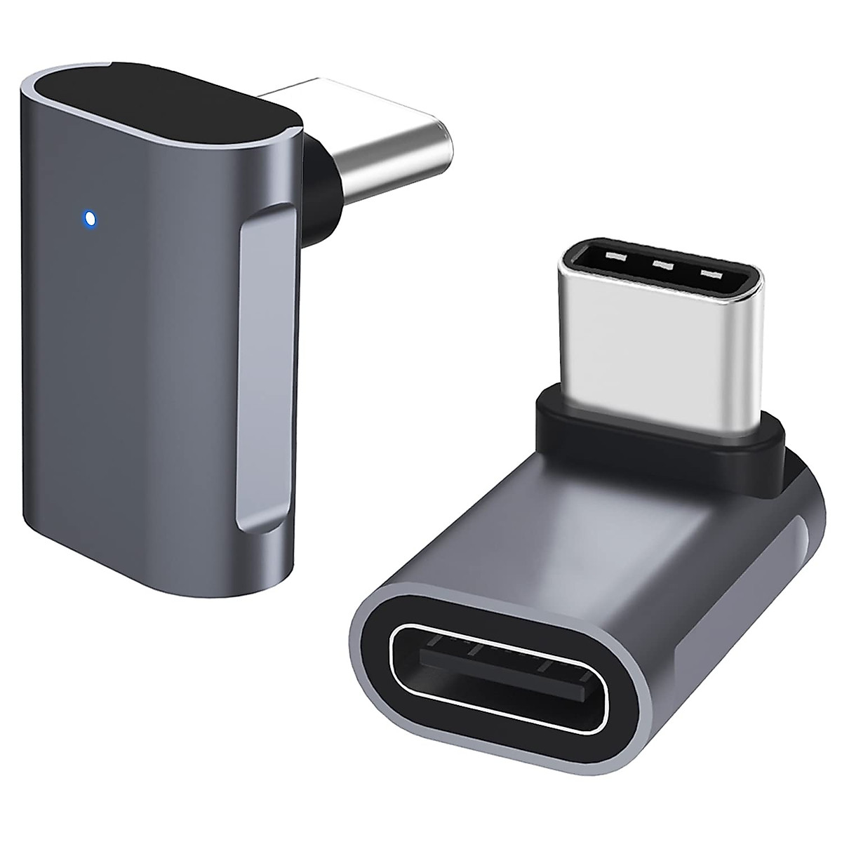 Jadebones Right Angle USB C Adapter (2-Pack), Up and Down 90 Degree Type C Male to Female 10Gbps PD 60W Fast Charge Connector for Steam Deck,Switch,Quest,MacBook,Laptop,Tablet,Phone (Grey)