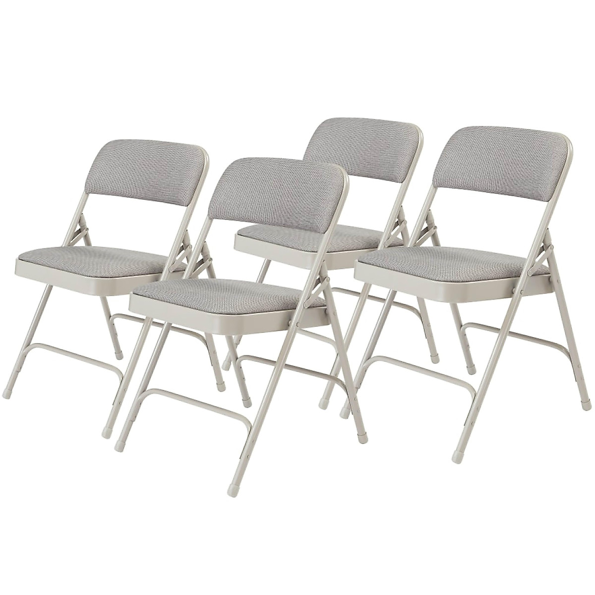 National Public Seating 2200 Series Steel Frame Upholstered Premium Fabric Seat and Back Folding Chair with Double Brace, 480 lbs Capacity, Model 2202 Graystone/Gray (Carton of 4)