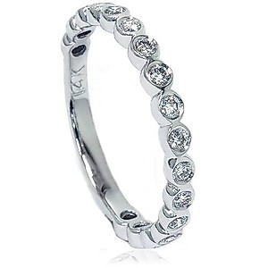 P3 POMPEII3 1/2ct Bezel Stackable Diamond Ring 14K White Gold - Size 7