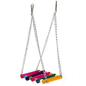 SONGBIRDTH Parrot Swing Toys - Pet Bird Parrot Parakeet Budgie Cockatiel Wooden Cage Hammock Swing Hanging Toy for Medium and Small Parrot