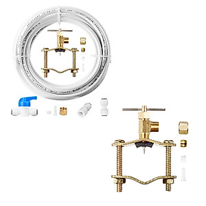 Ice Maker Installation Kit - 1/4 In O.D.Refrigerator Water Line with Quick Fittings and Self Piercing Saddle Valve,For Adding a Branch Waterway to Refrigerator/Ice Maker(25 FT)