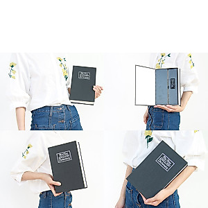 Book Safe with Combination Lock - Jssmst Home Dictionary Diversion Metal Safe Lock Box for Home Office Code Lock Money Box High Capacity, 9.5 x 6.2 x 2.2 inch, SM-BS0402L, black large