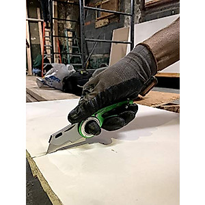 Excel Blades Revo Folding Pocket Utility Knife - Aluminum Body Heavy Duty Box Cutter with Holster, Anti-Slip Finger Loop Design Grip, Quick Change Blades and 3 Lock Positions Design, Green