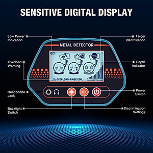 Metal Detector for Kids - 8 Inch Waterproof Kid Metal Detectors Gold Detector Lightweight Search Coil Adjustable Metal Detector for Junior & Youth with High Accuracy