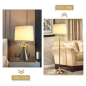 Eidonta Set of 2 White Lamp Shade Drum Lampshades for Table Lamp, 11.8"x12.6"x9.8", Medium Fabric Natural Linen Hand Crafted Lampshades, Double Shade Replacements for Floor Lamp, Spider Fitter