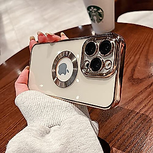 LOOBIVAL for iPhone 11 Pro Max Case with Camera Lens Protector, Logo View for Women Men, Soft Slim Phone Cases for iPhone 11 Pro Max Clear Ultrathin Back Cover (11ProMax,Gold)