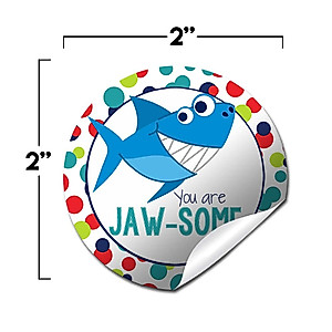 You are Jaw-Some Shark Appreciation & Encouragement Sticker Labels, 40 2" Party Circle Stickers by AmandaCreation, Great for Teachers, Co Workers, Employees and Anyone Who Needs to Feel Appreciated