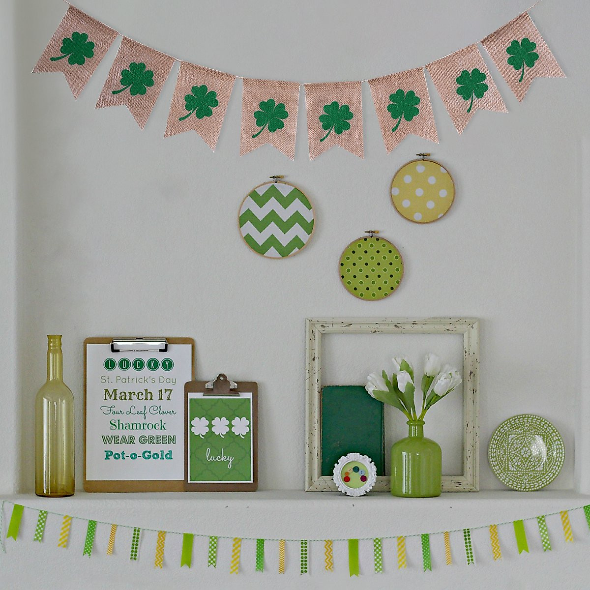 Tinksky St Patrick's Day Decorations,St.Patrick's Day Banner Irish Shamrock Burlap Banners