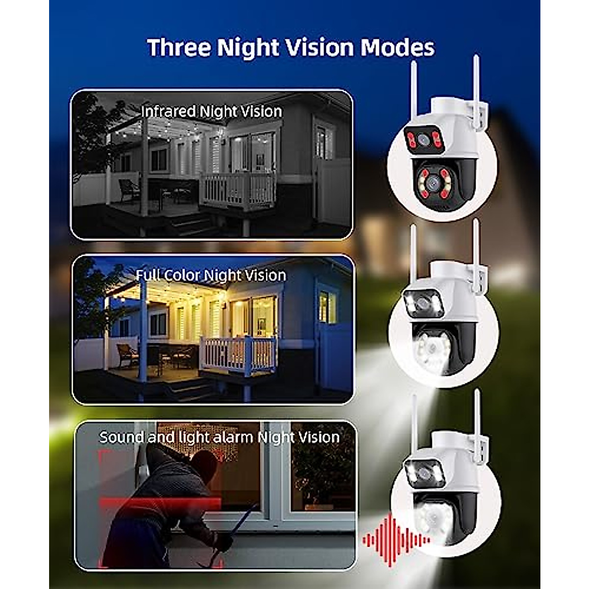 SXBCyan 4K PTZ WiFi Surveillance Camera 8MP Wireless Security Cameras Human Detection Outdoor Dual Lens IP Camera Auto Tracking ICSee (Size : 4MP NO Card)