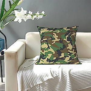 WURTON Green Military Camo Print Throw Pillow Covers, Soft Square Cushion Case,for Sofa, Couch,Bed Chair-18 X 18 Inch
