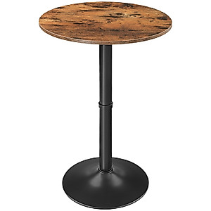 HOOBRO Round Bar Table, 35" Tall Pub Table, Cocktail Table with Base, Stable Counter Table with Non-Slip Base for Narrow Space, Bar Height Table for Kitchen, Easy to Assemble, Rustic Brown BF57BT01