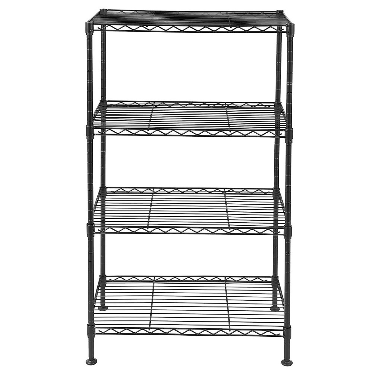 Vasitelan 4 Tier Adjustable Storage Shelf Metal Storage Rack Wire Shelving Unit 335Lbs Capacity 19.69" L x 11.8" W x 31.5" H for Laundry Bathroom Kitchen Black