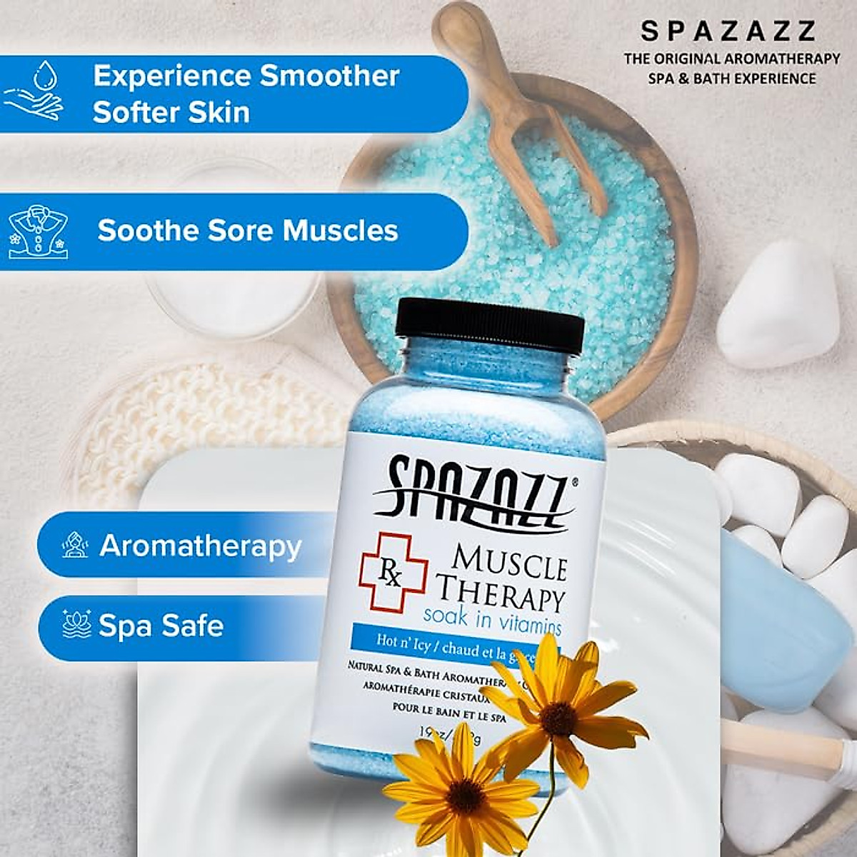 Spazazz SPZ-601 RX Therapy Crystals Container Bath Minerals, 19-Ounce, Muscular Therapy Hot N' Icy