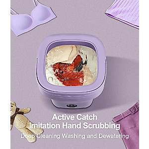 Mini Washing Machine 11L, Portable Washing Machine 3 Modes Deep Cleaning for Underwear, Baby Clothes or Socks, Mini Portable Washer Suitable for Apartments, Dorm, Camping, RV, Travel Laundry(Purple)