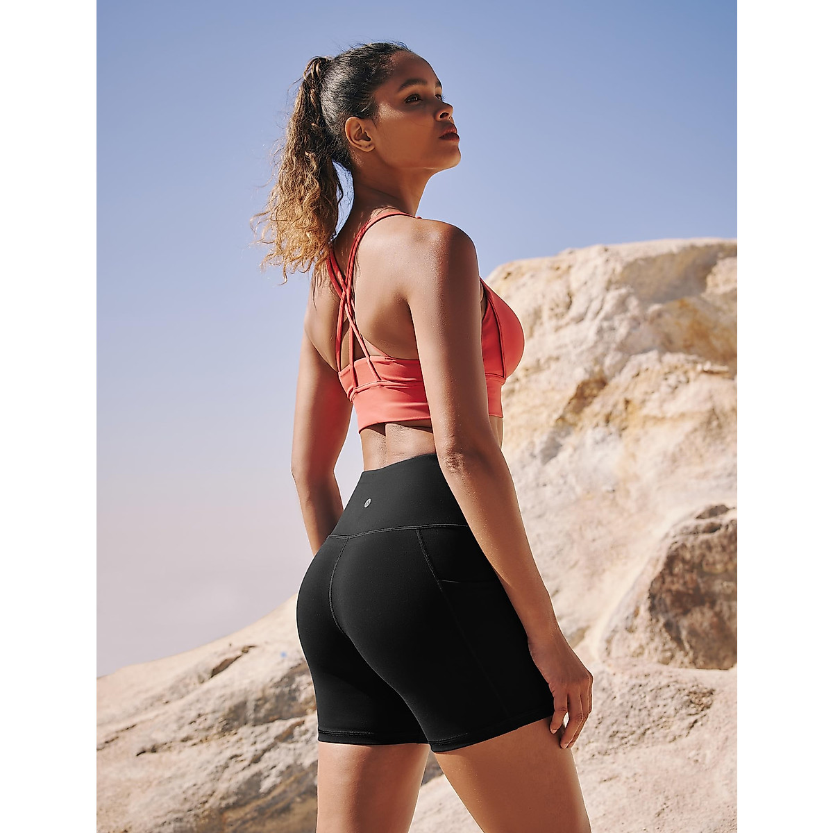 Heathyoga Biker Shorts Women Tummy Control 5" Workout Shorts Women with Pockets High Waisted Spandex Shorts for Gym Yoga