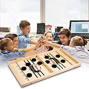 HELLO PAPAYA Fast Sling Puck Shot Game,Wooden Hockey Game Fast Sling Puck Board Game Large Size Foosball Slingshot Game Board Games Fast Sling Puck Game Wooden Hockey Game Foosball