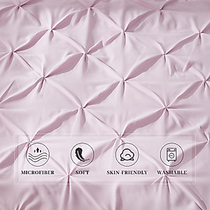 SunStyle Home Pinch Pleated Duvet Cover Turquoise 3 Pieces Duvet Covers King Size Soft Microfiber Luxury Duvet Cover with Zipper Closure & Corner Ties for All Season(1 Duvet Cover, 2 Pillow Shams)